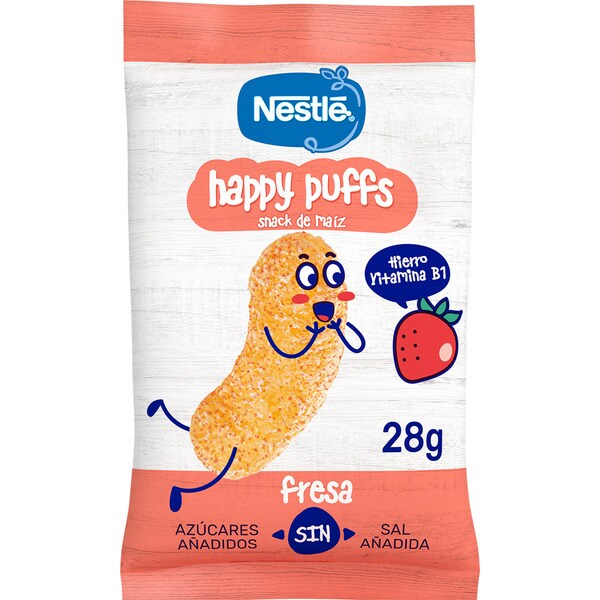 Happy Puffs snacks de maíz sabor fresa sin sal y sin azúcares añadidos ...
