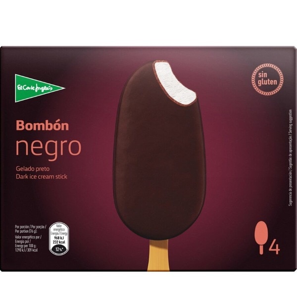 bombón helado de chocolate negro sin gluten 4 unidades estuche 440 ml ...