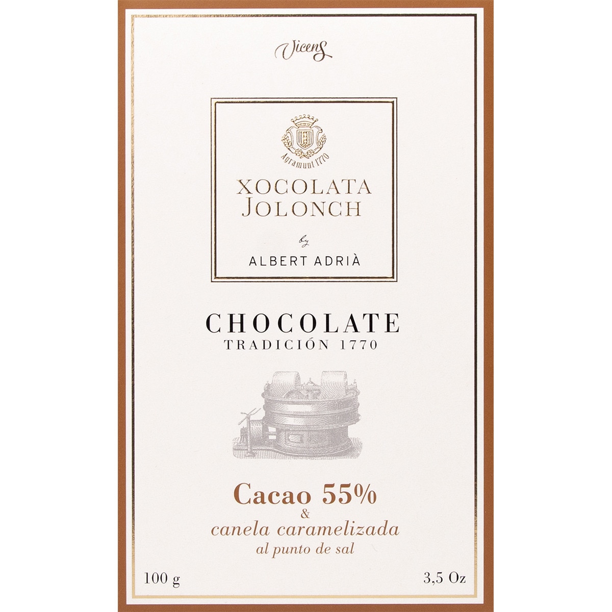 Tradicion 1770 chocolate 55% cacao con canela caramelizada al punto de sal tableta 100 g ...