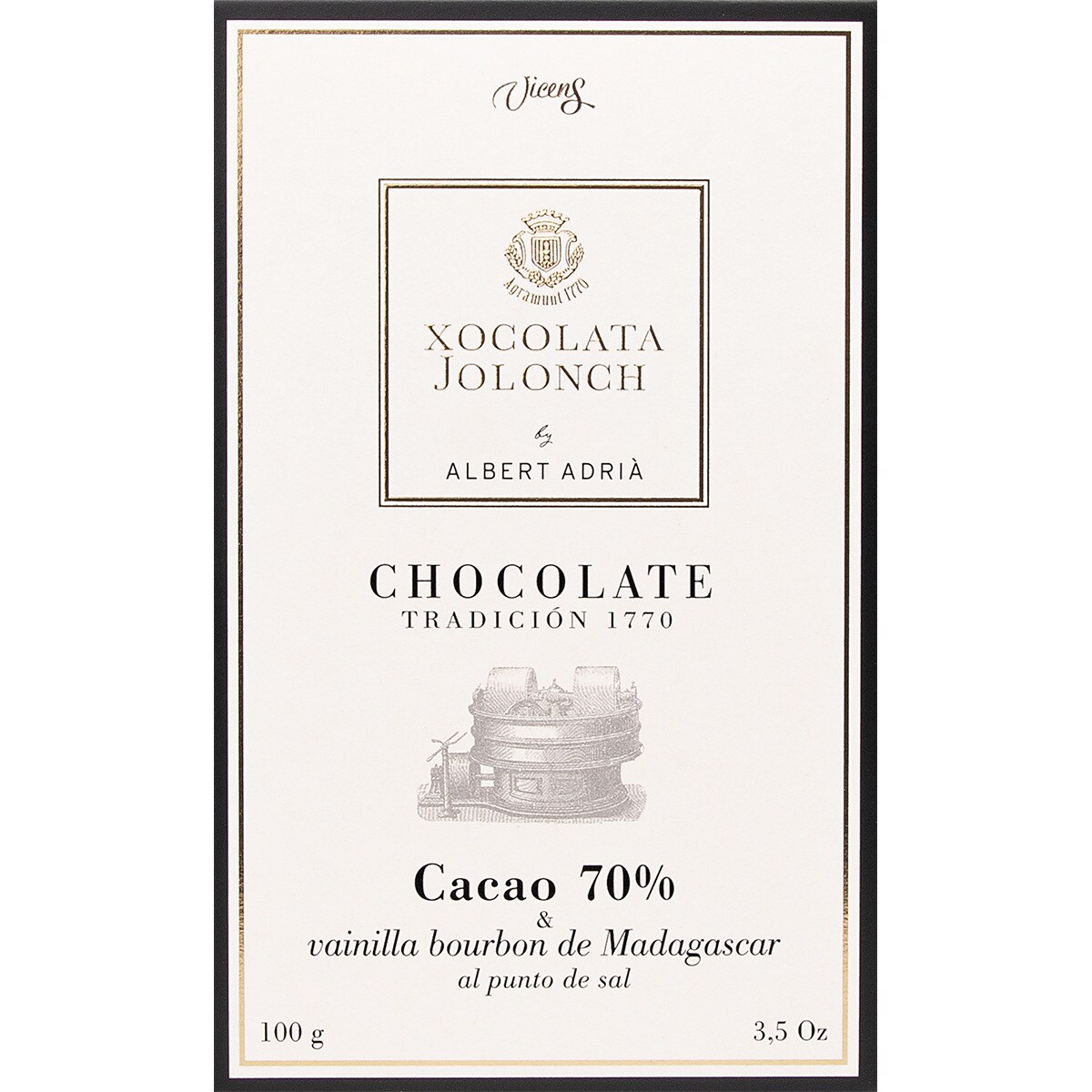 Tradicion 1770 chocolate 70% cacao con vainilla bourbon de Madagascar al punto de sal tableta ...