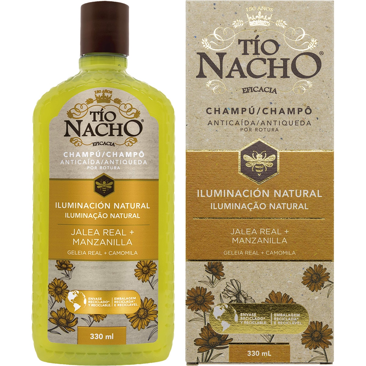 Champú anticaída Iluminación Natural con jalea real + manzanilla frasco ...