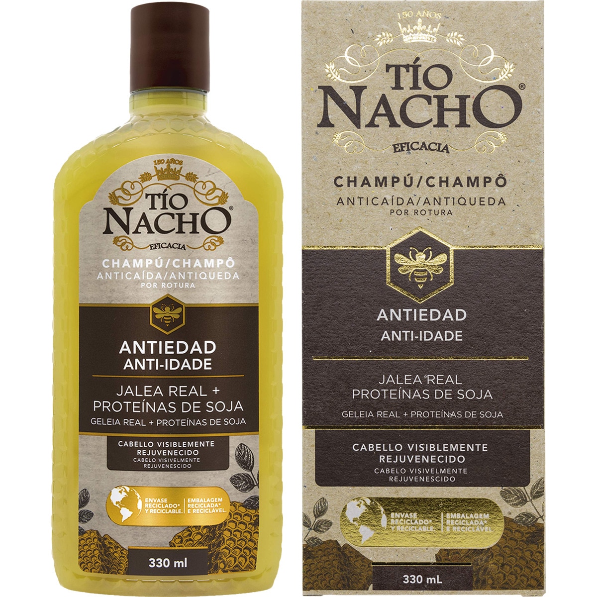 Champú anticaída antiedad con jalea real + proteínas de soja frasco 330 ...