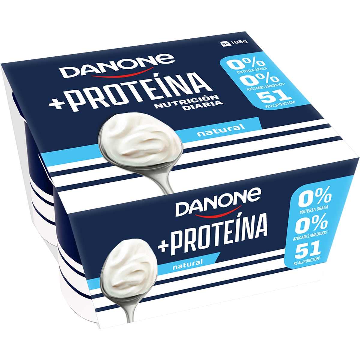Protein yogur con proteínas natural desnatado 0% m.g. 0% azúcares añadidos pack 4 unidades 100 g ...