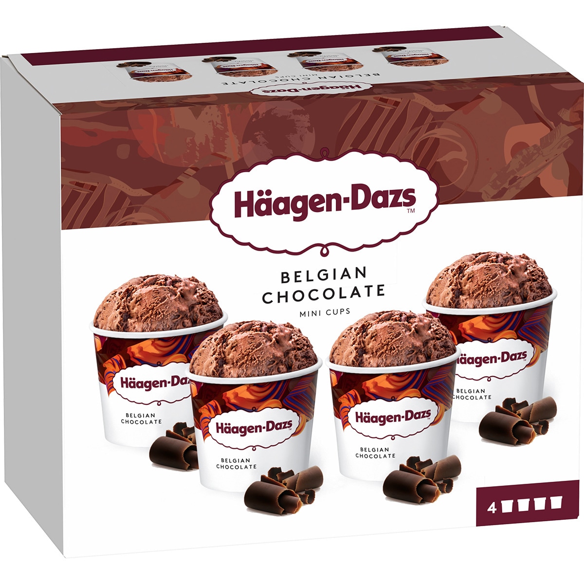 tarrinas de helado de chocolate belga 4 unidades envase 380 ml · HAAGEN ...
