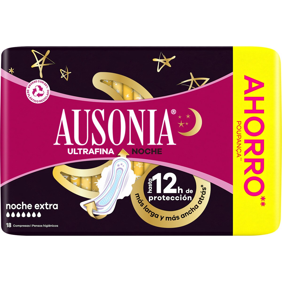 Pensos Higiénicos Airdry Noite Extra Extra Alas embalagem 18 unidades ...