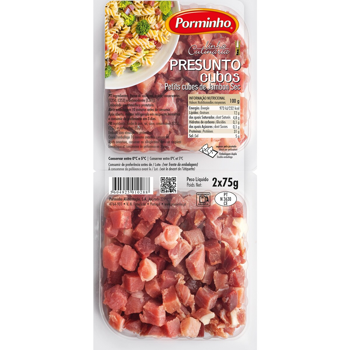 Presunto Cubos 2x75g unidade 150 g · Porminho · Supermercado El Corte ...