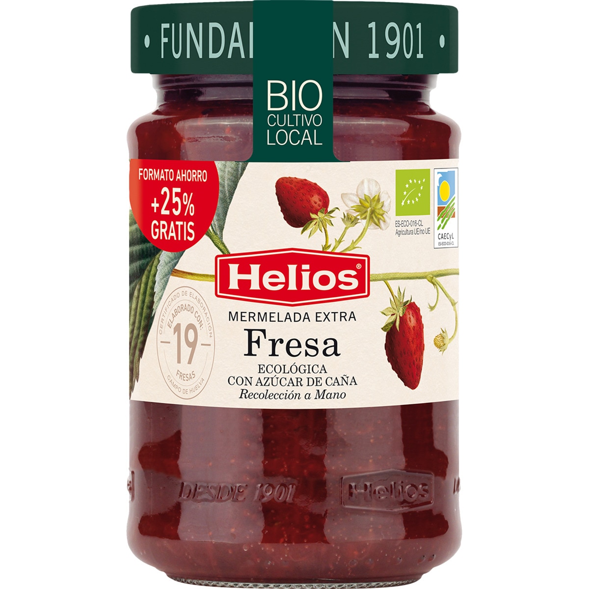Bio mermelada ecológica extra de fresa con azúcar de caña frasco 440 g · HELIOS · Supermercado ...