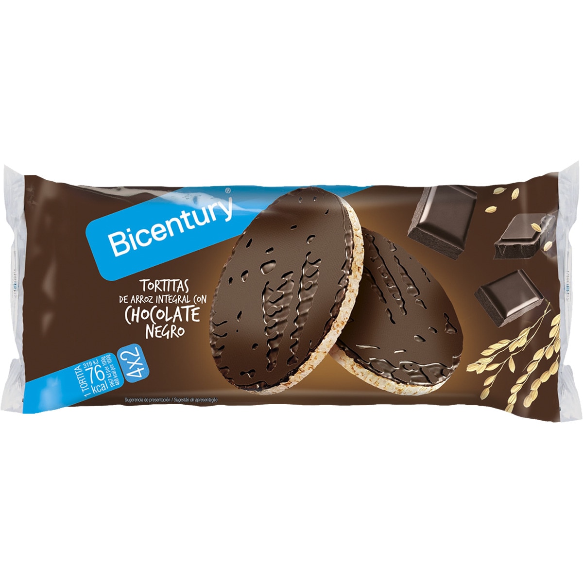 tortitas de arroz integral con chocolate negro pack 4x2 unidades envase ...