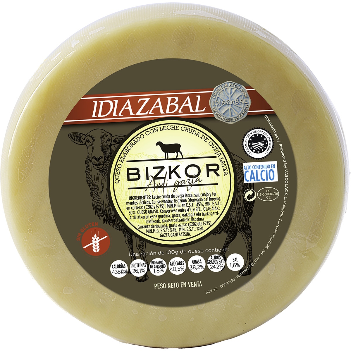 queso de oveja elaborado con leche cruda DOP Idiazábal peso aproximado ...