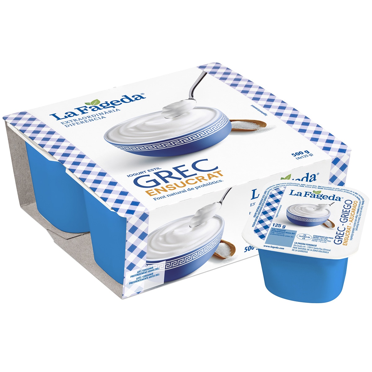 yogur griego natural azucarado sin gluten pack 4 unidades 125 g · LA ...