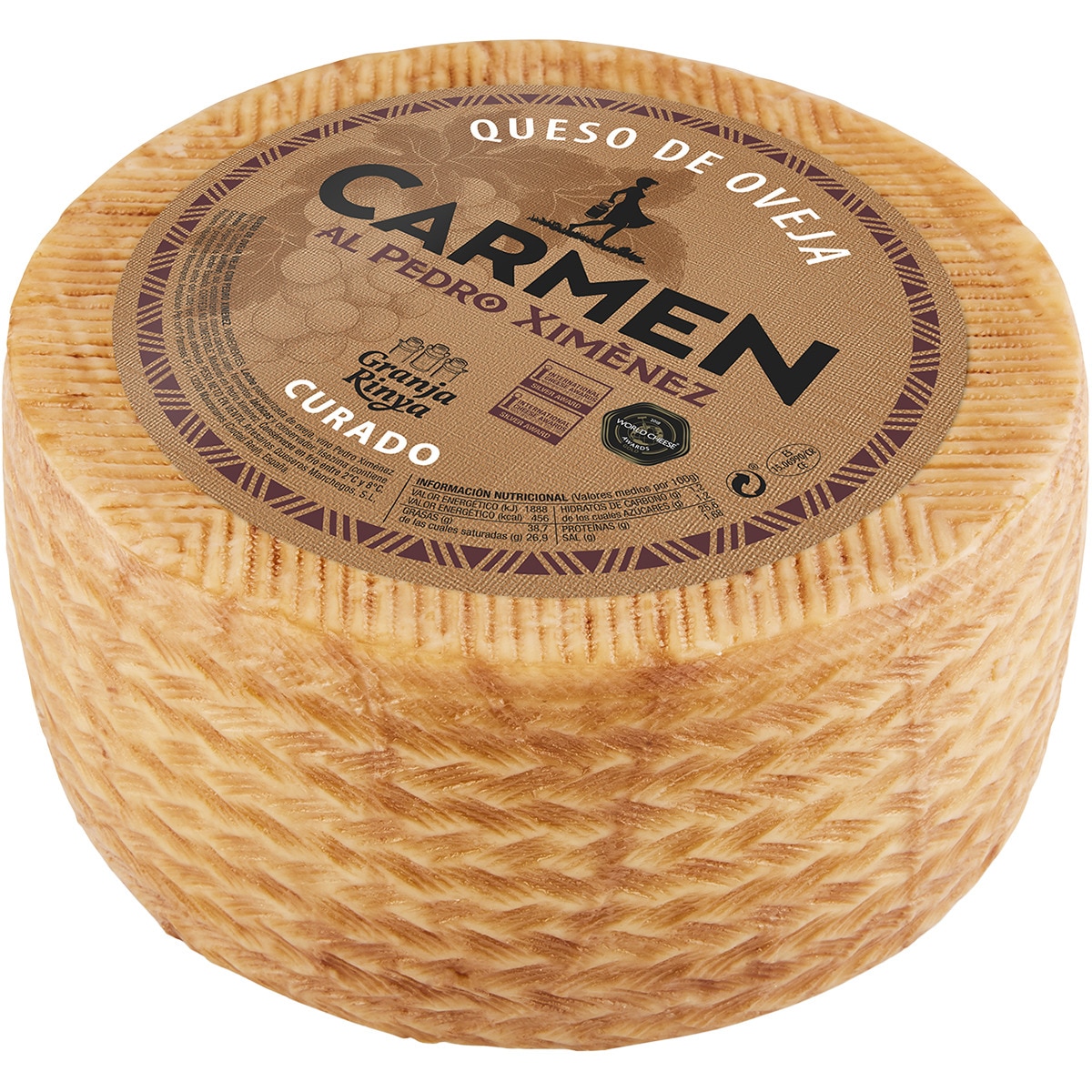 Queso curado de oveja al Pedro Ximénez elaborado con leche pasteurizada peso aproximado pieza 3 ...