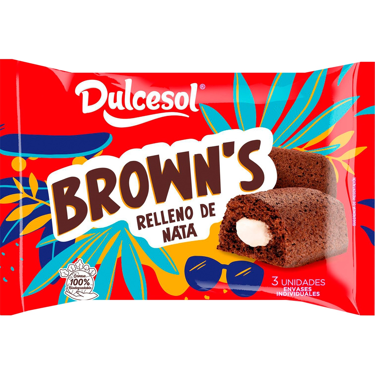 Brown's bizcochos chocolateados rellenos de nata 3 unidades bolsa 135 g ...