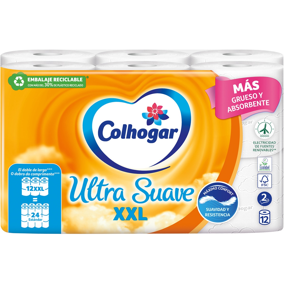 Papel higiénico Ultra Suave XXL 2 capas paquete 12 · COLHOGAR ...
