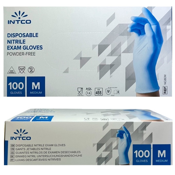 Luvas de Nitrilo Tamanho M embalagem 100 unidades · intco ...