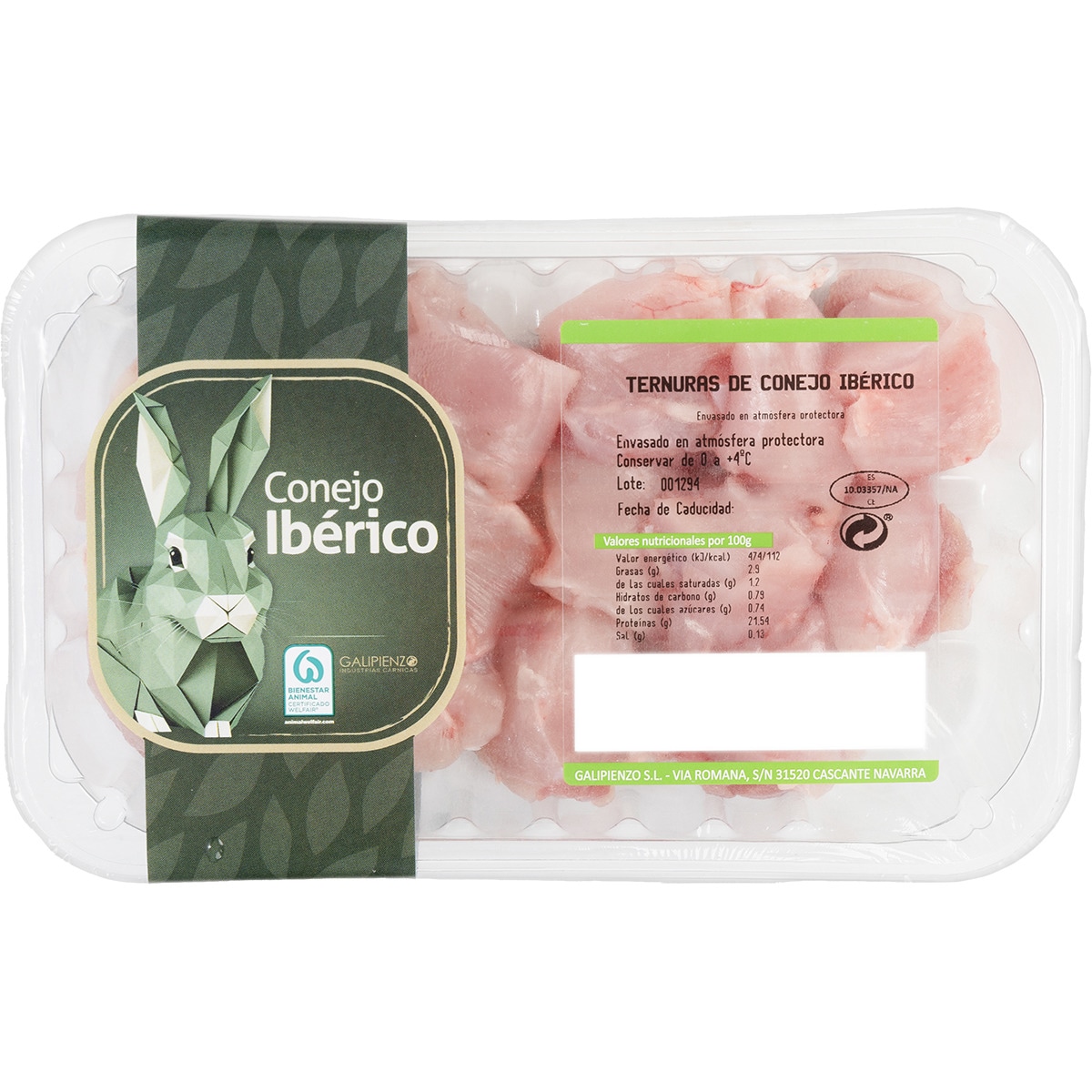 Ternuras de muslo de conejo ibérico peso aproximado bandeja 350 g ...
