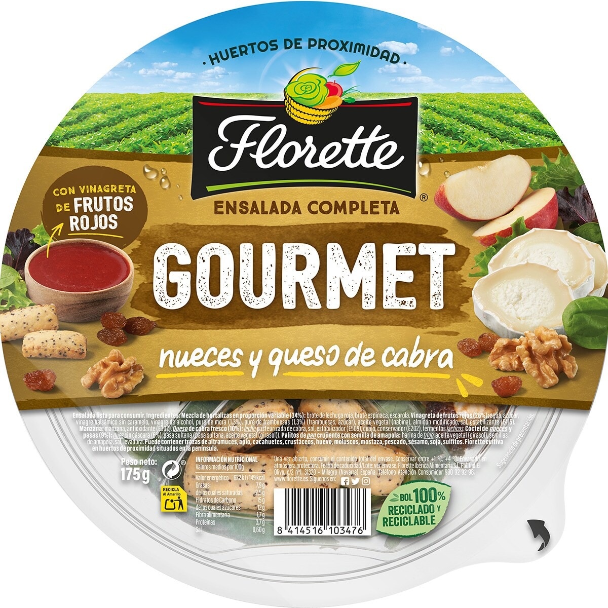 Ensalada Completa Gourmet con nueces y queso de cabra tarrina 175 g ...