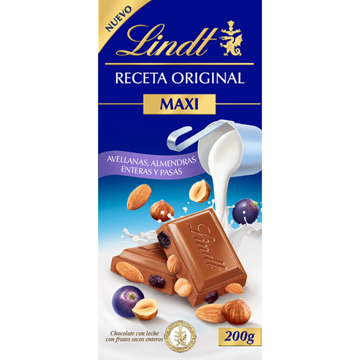 Receta Original Maxi chocolate con leche almendras enteras y pasas ...