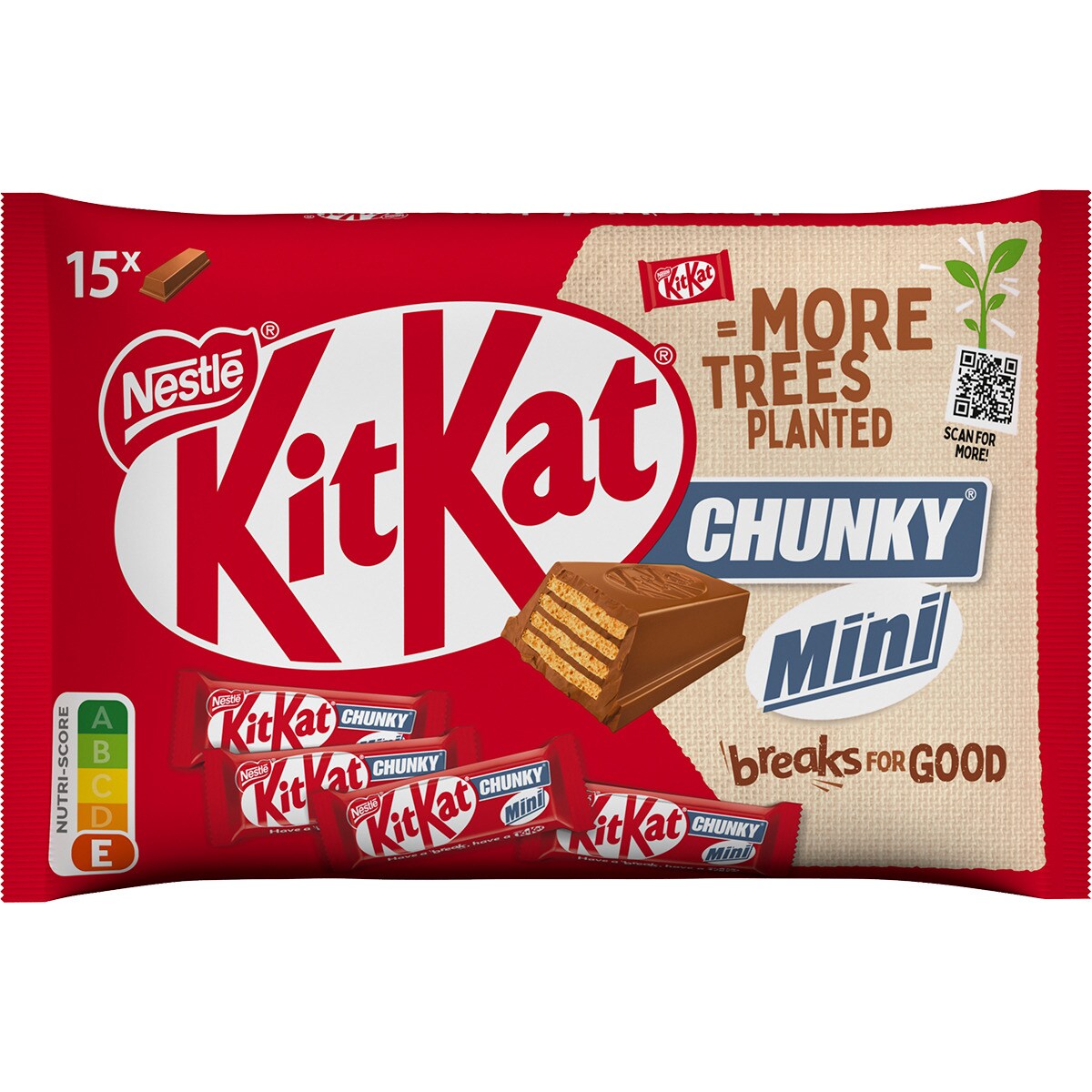 Snacks Kit Kat de Chocolate Mini Chunky 15 unidades embalagem 250 g ...