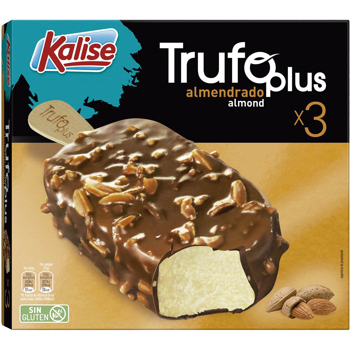 Trufo Plus bombón helado almendrado sin gluten 3 unidades estuche 225 g ...