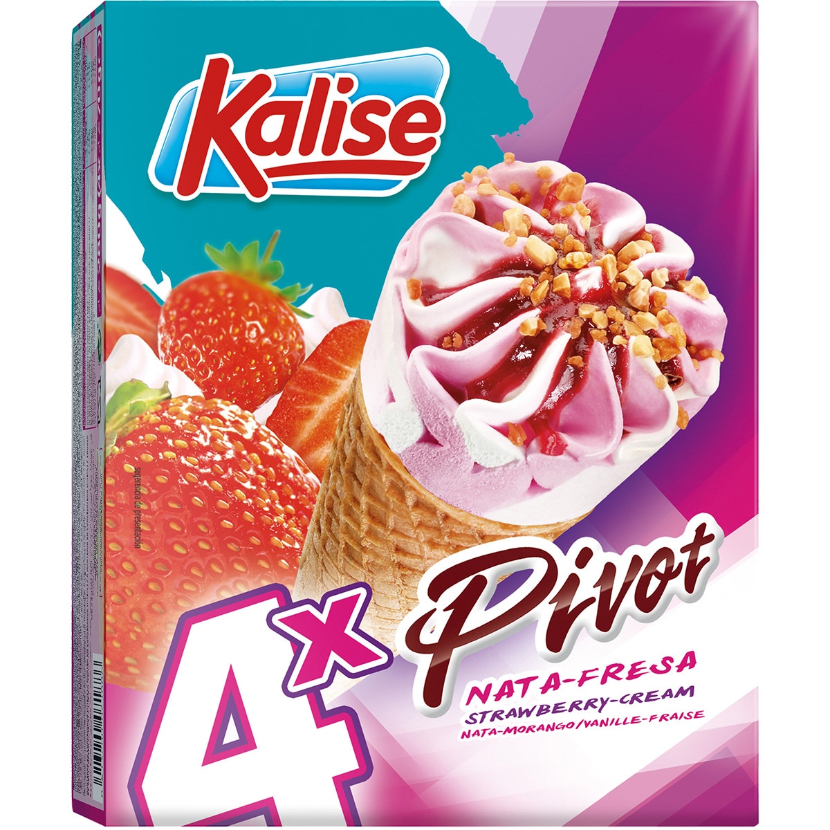 Pivot cono de helado de nata y fresa 4 unidades estuche 280 g · KALISE ...