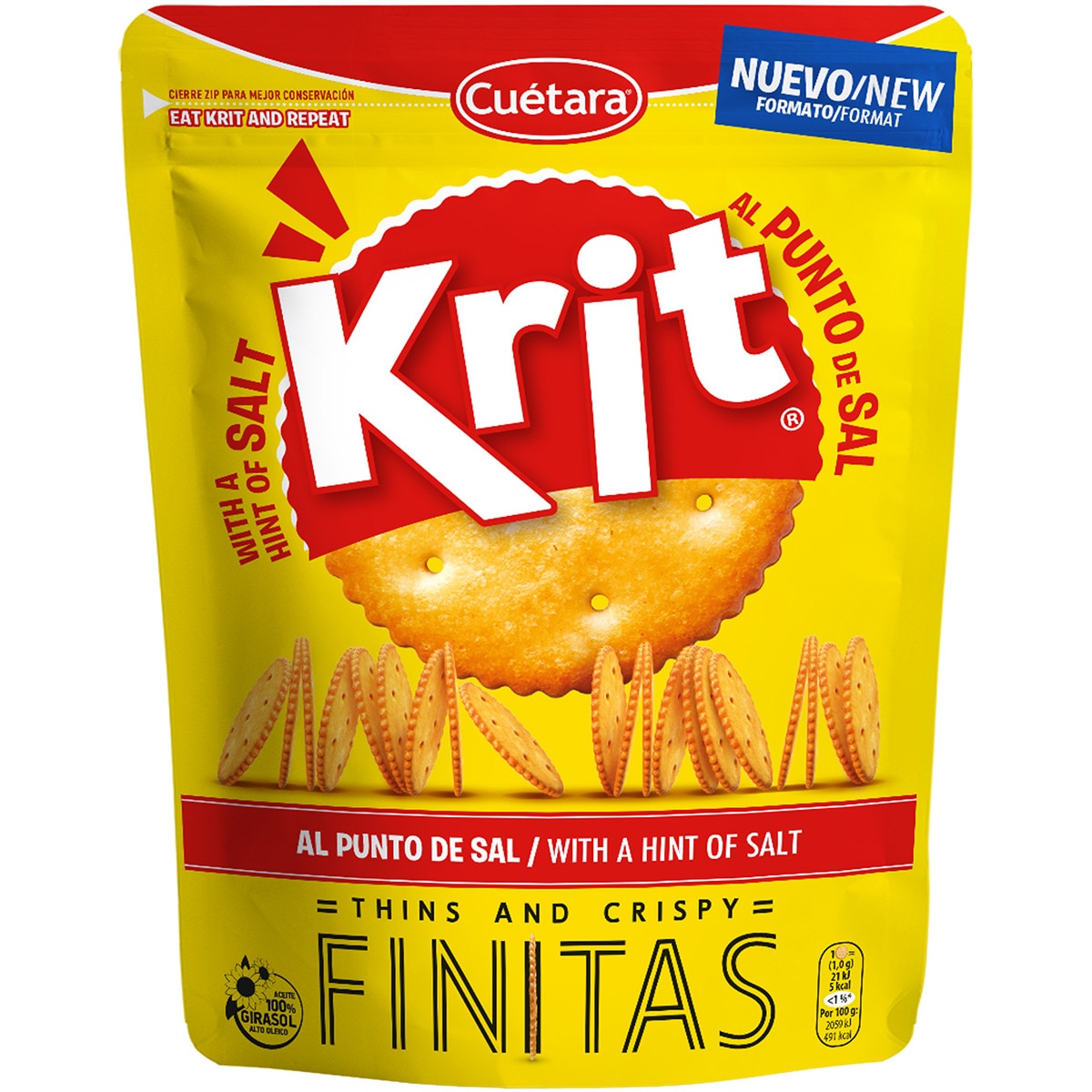 Finitas galletas saladas de aperitivo al punto de sal bolsa 150 g · CUETARA KRIT · Supermercado ...