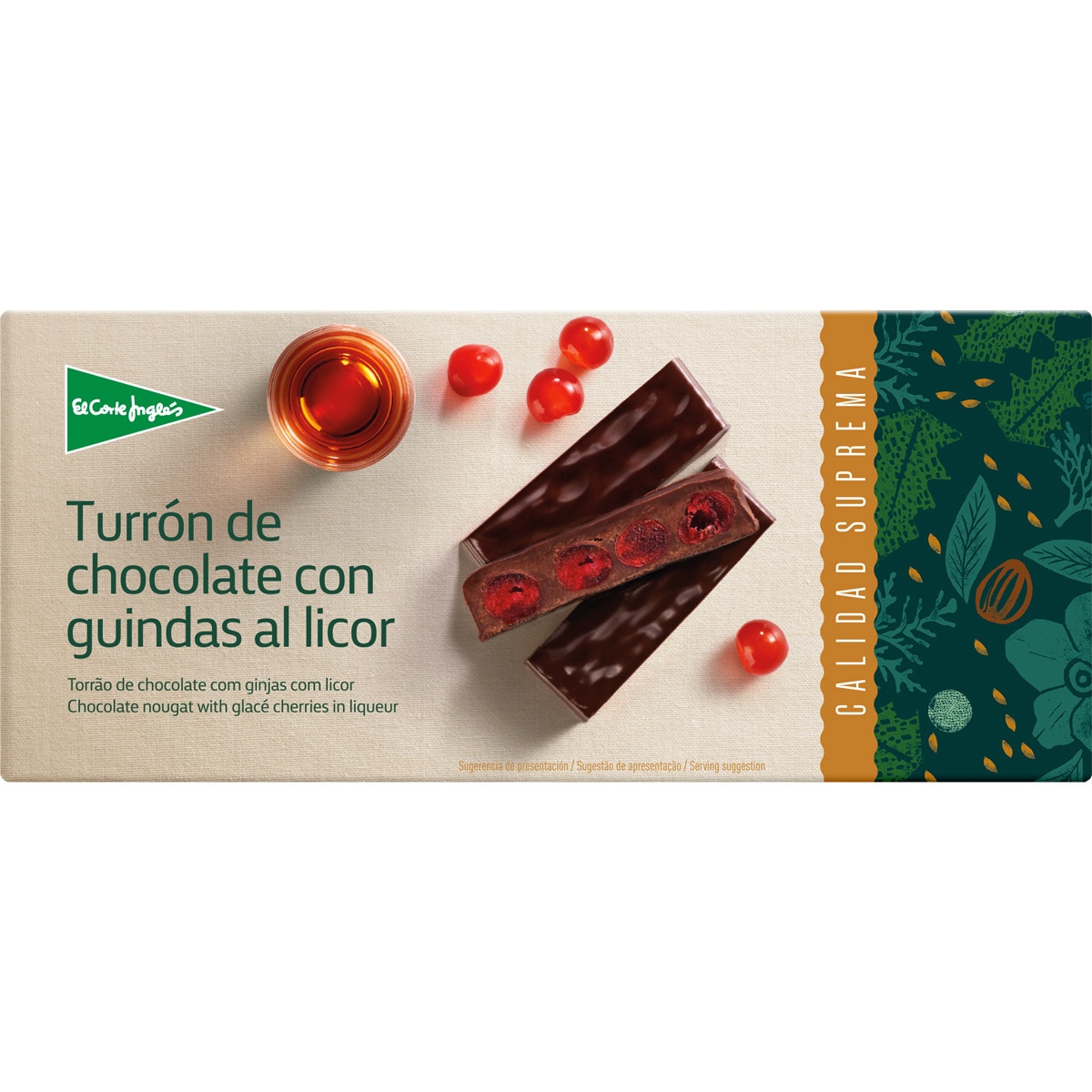 turrón de chocolate con guindas al licor Calidad Suprema estuche 200 g ...