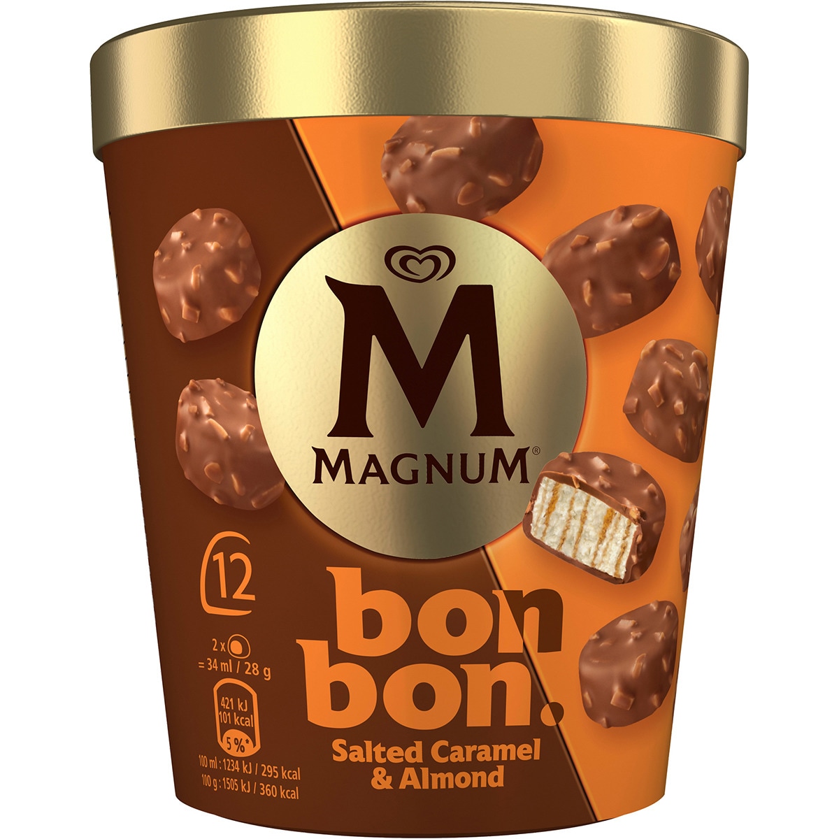 Bombones helados salted caramel & almond 12 unidades estuche 204 ml ...