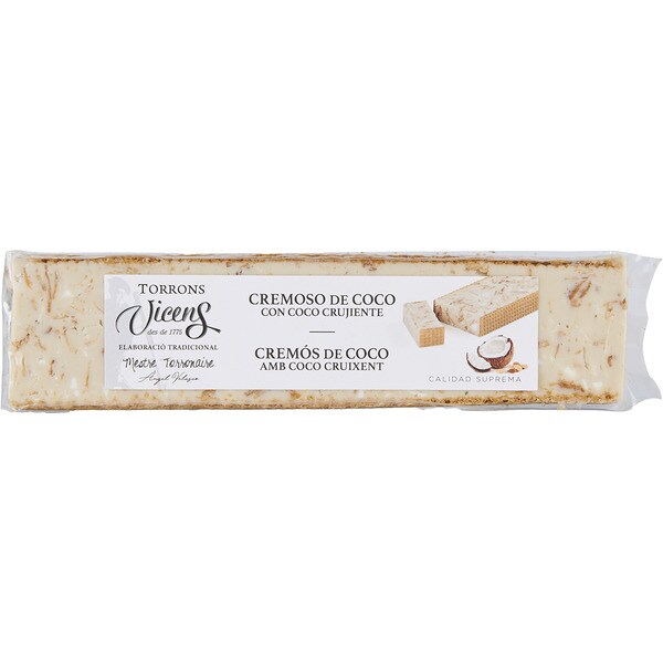 Turrón cremoso de coco con coco crujiente tableta 300 g · VICENS ...