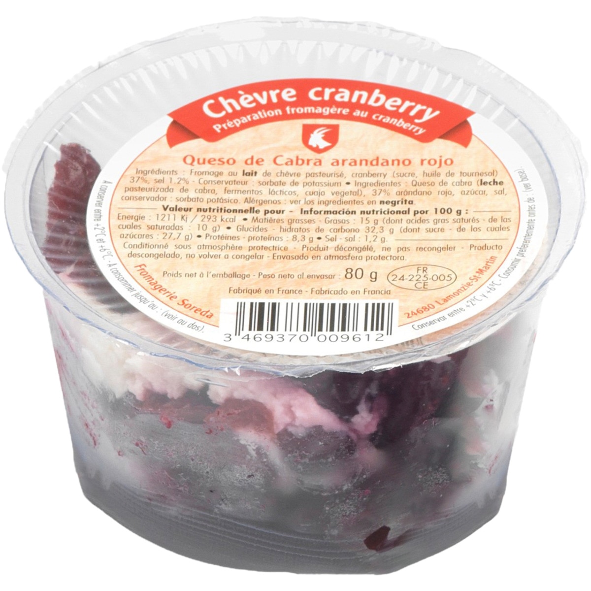 Queso de cabra francés con arándanos tarrina 80 g · SOREDA ...