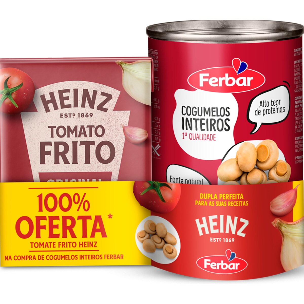 Cogumelos Inteiros com Oferta de Tomate Frito pack 572 g · Ferbar ...