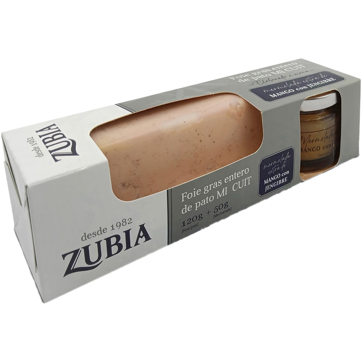 Foie gras entero de pato mi cuit envase 120 g + mermelada de mango con ...