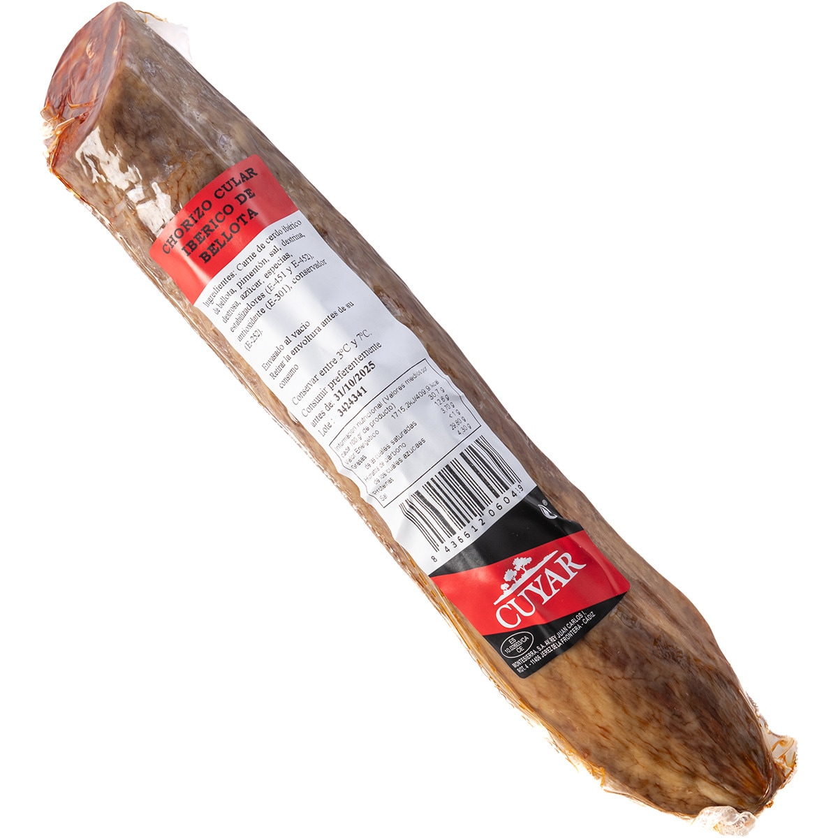 Comprar Chorizo cular ibérico de bellota pieza 500 g · CUYAR JABUGO ...