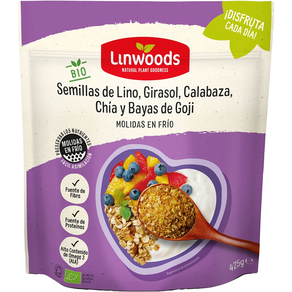 Bio semillas de lino, girasol, calabaza, chía y bayas de Goji ...
