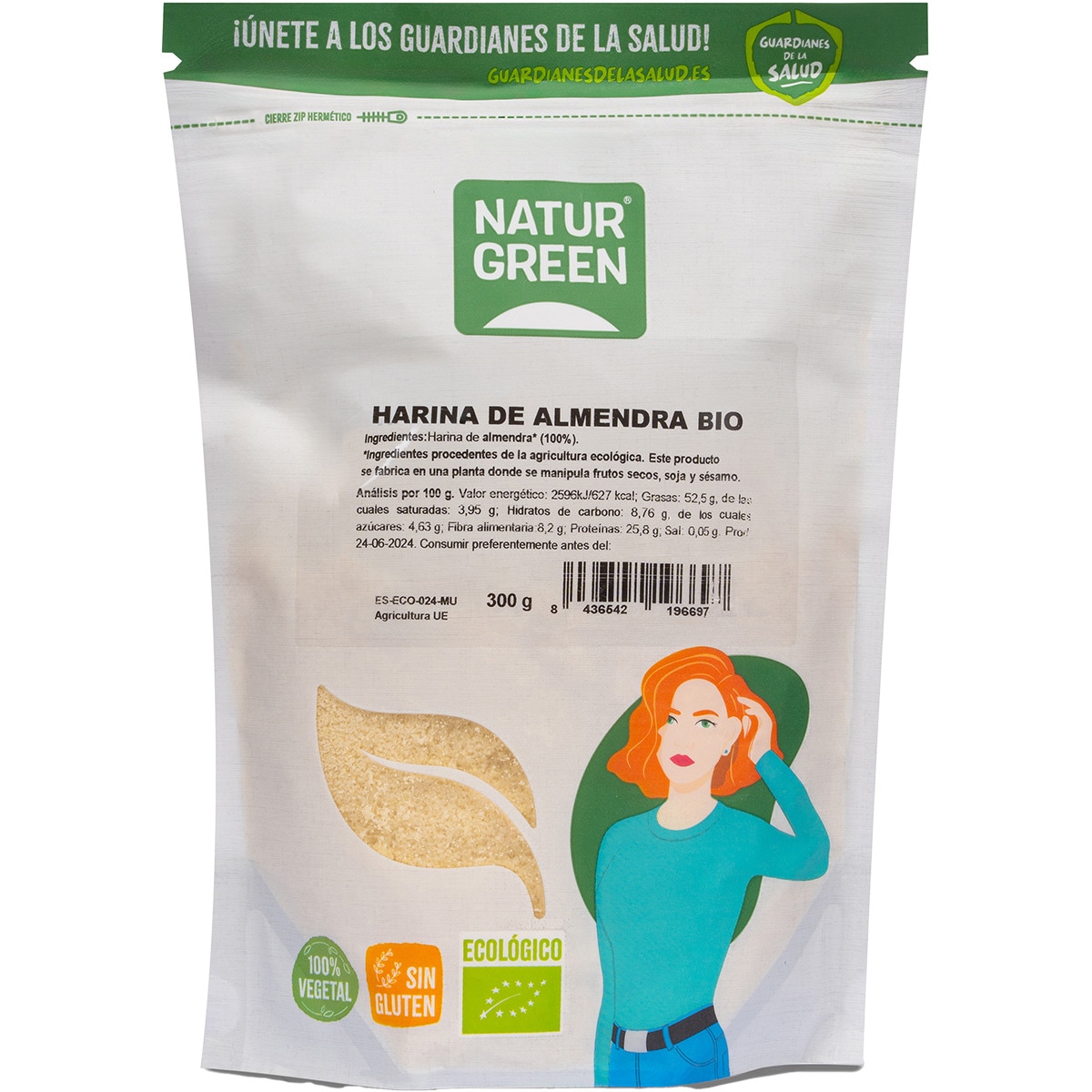 harina de almendra ecológico y sin gluten envase 300 g · NATURGREEN ...