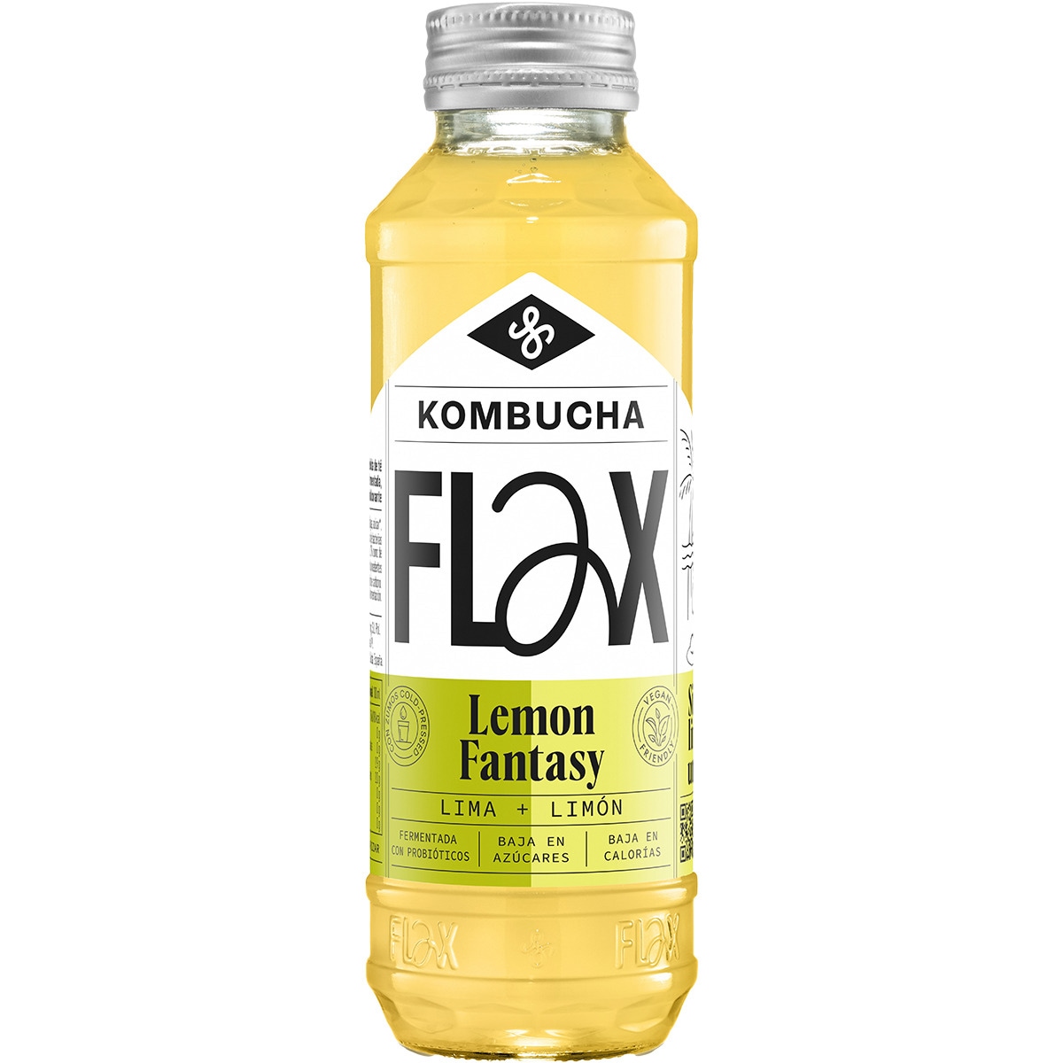 Lemon Fantasy kombucha sabor lima y limón baja en azúcares botella 330 ...