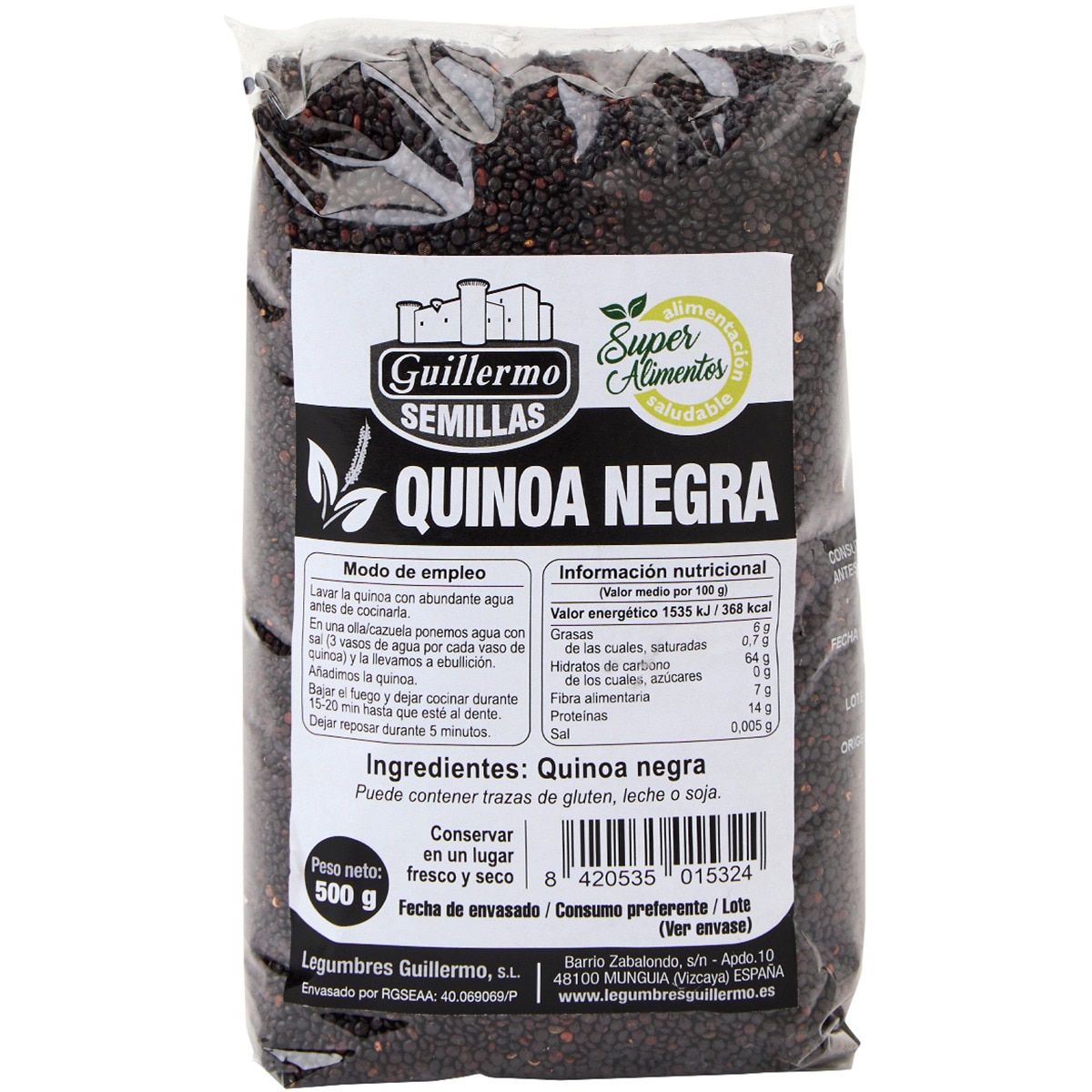 Quinoa negra ecológica paquete 500 g · GUILLERMO · Supermercado El ...