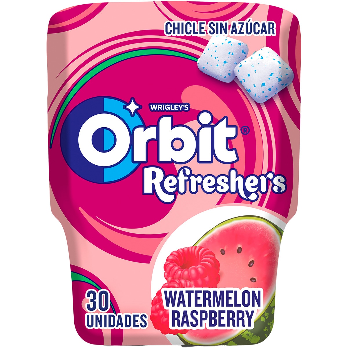 Refreshers chicles sabor sandía y frambuesa sin azúcar bote 30 unidades ...