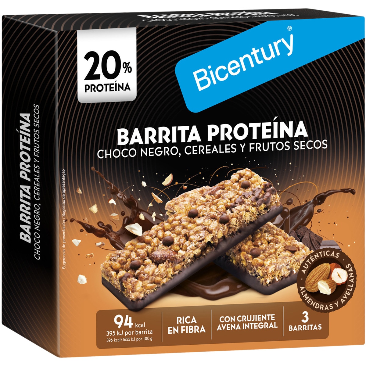 barritas proteicas con chocolate negro, cereales y frutos rojos 3 ...