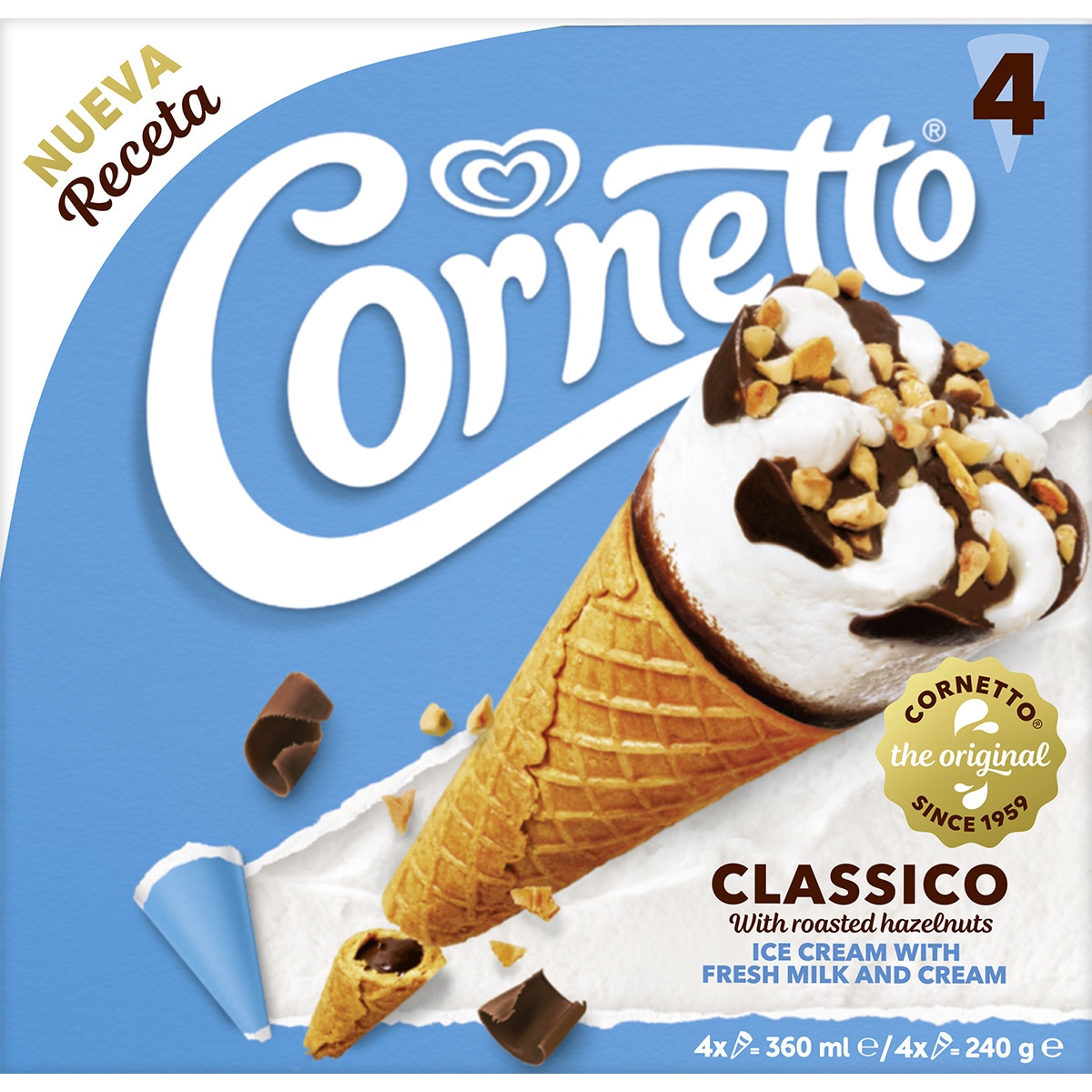 conos de helado classico 4 unidades estuche 360 ml · CORNETTO ...