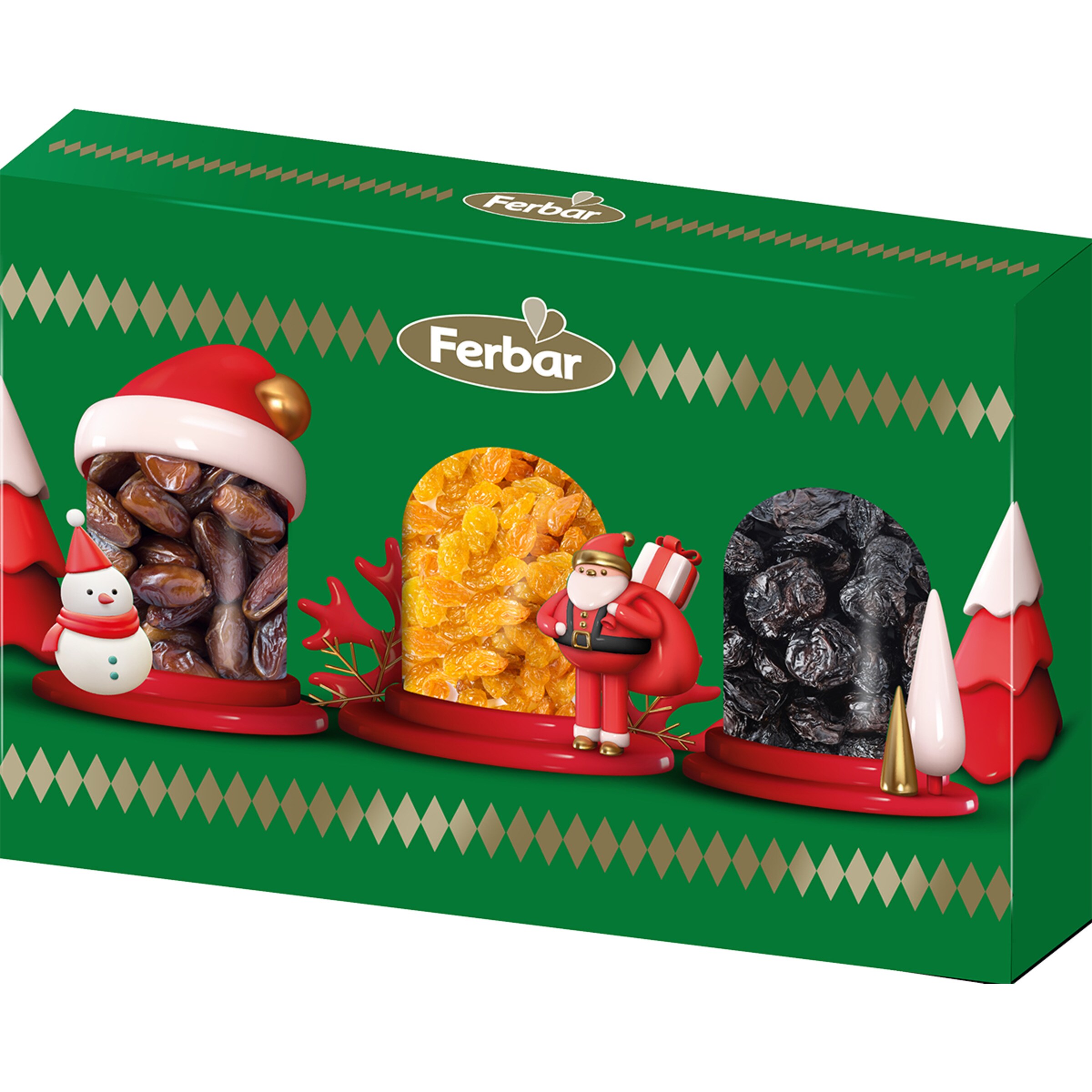 Frutos Secos Tâmaras / Sultanas/ Amêndoas caixa 300 g · Ferbar ...