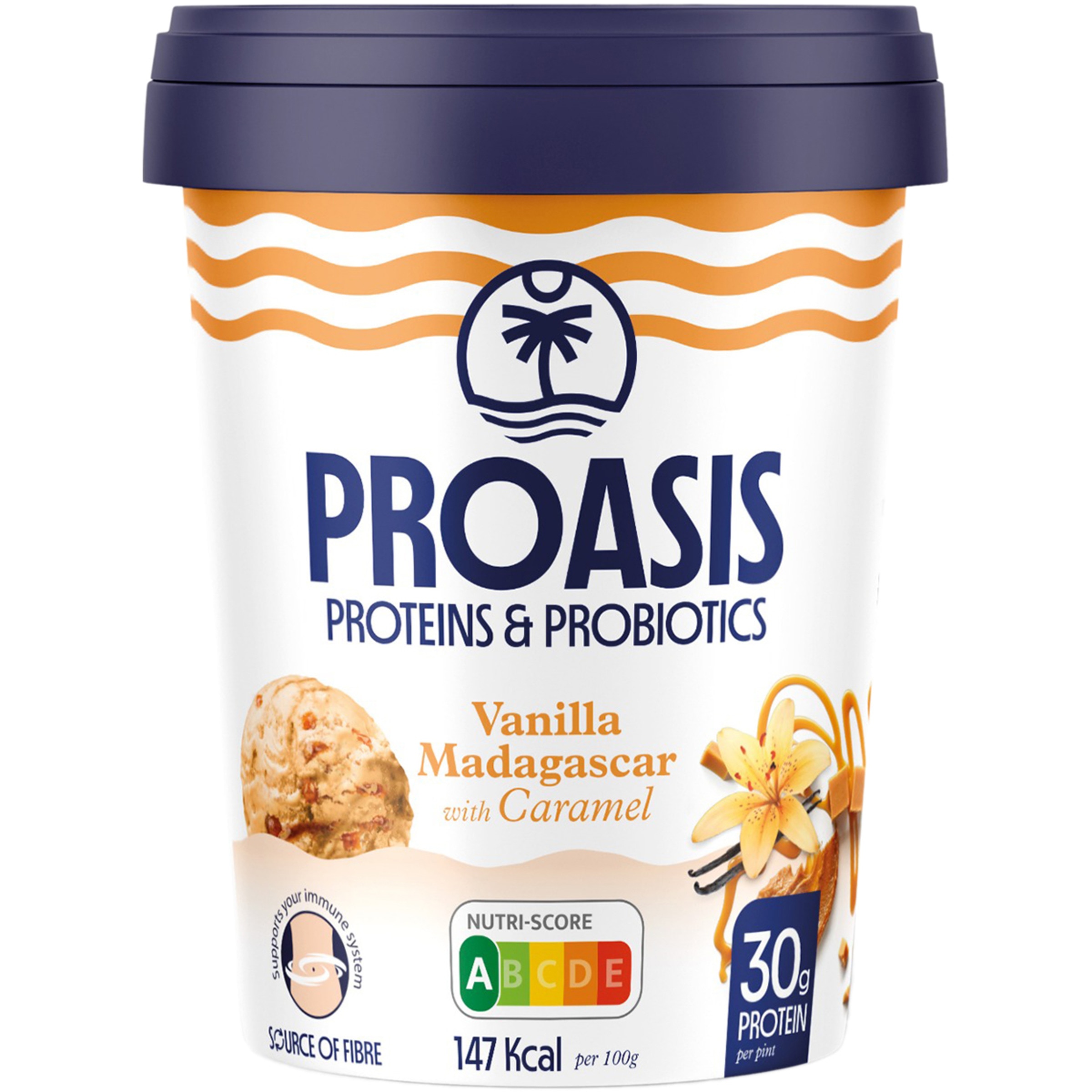 Helado proteico y con probióticos vainilla de madagascar con caramelo ...