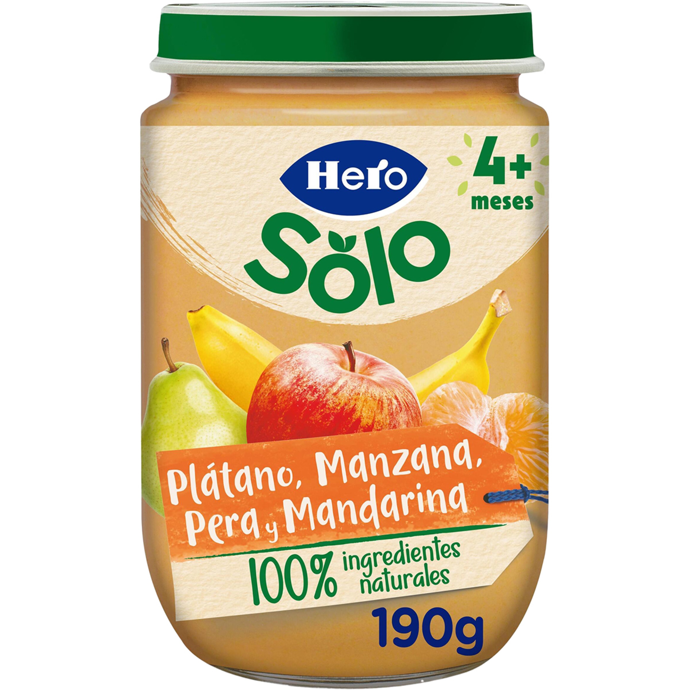 plátano, manzana, pera y mandarina sin gluten desde 4 meses tarrito 190 ...