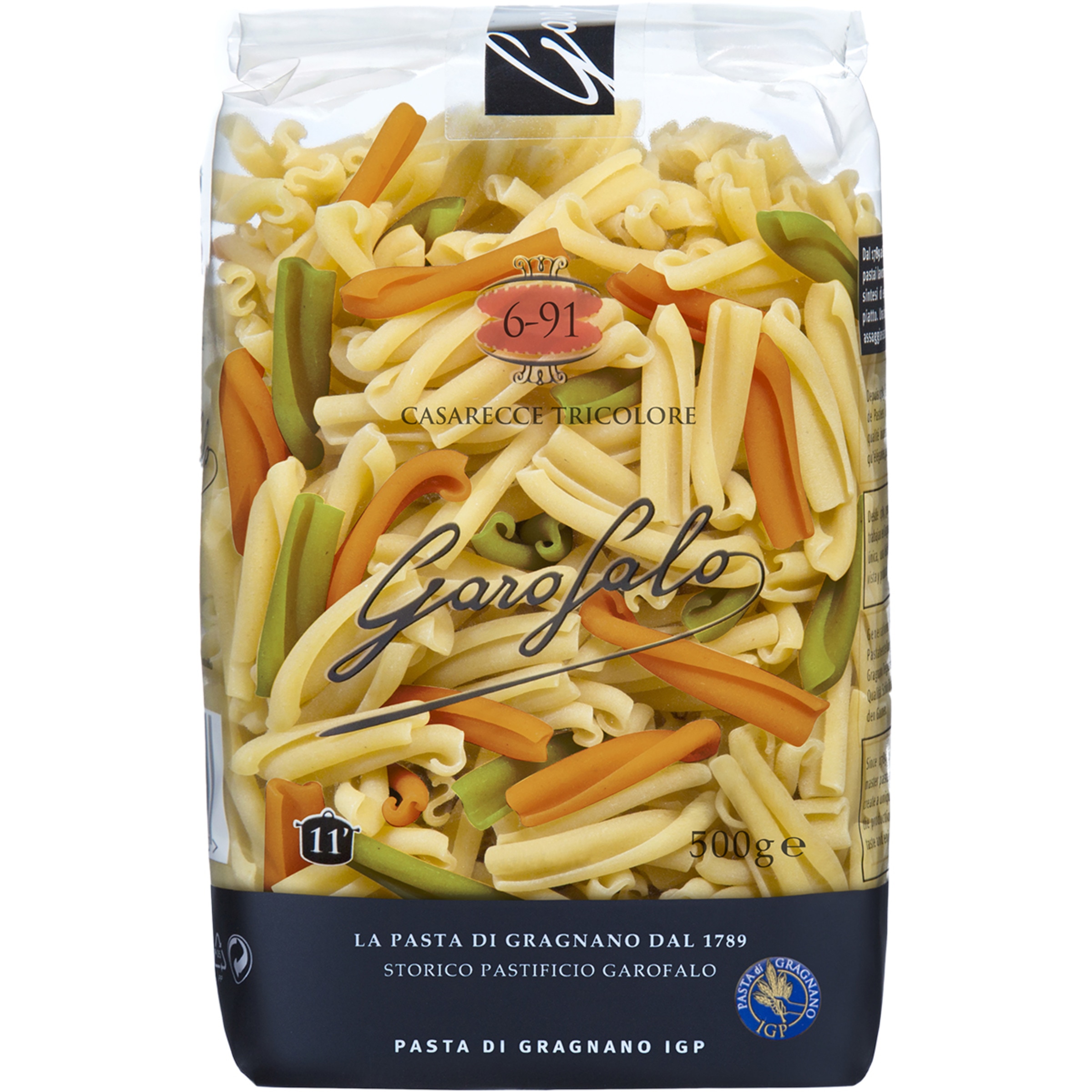 casarecce tricolore Pasta de Gragnano IGP paquete 500 g · GAROFALO ...