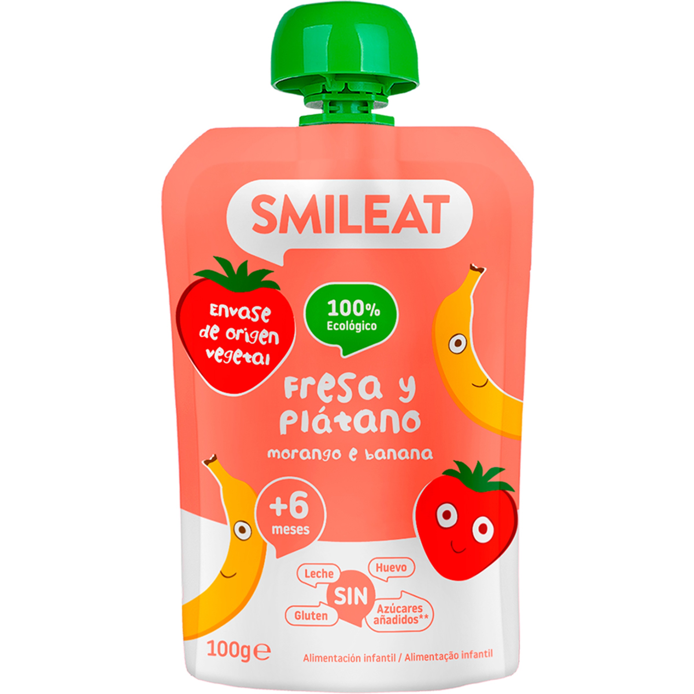fresa y plátano 100% ecológico sin gluten desde 6 meses bolsita 100 g ...