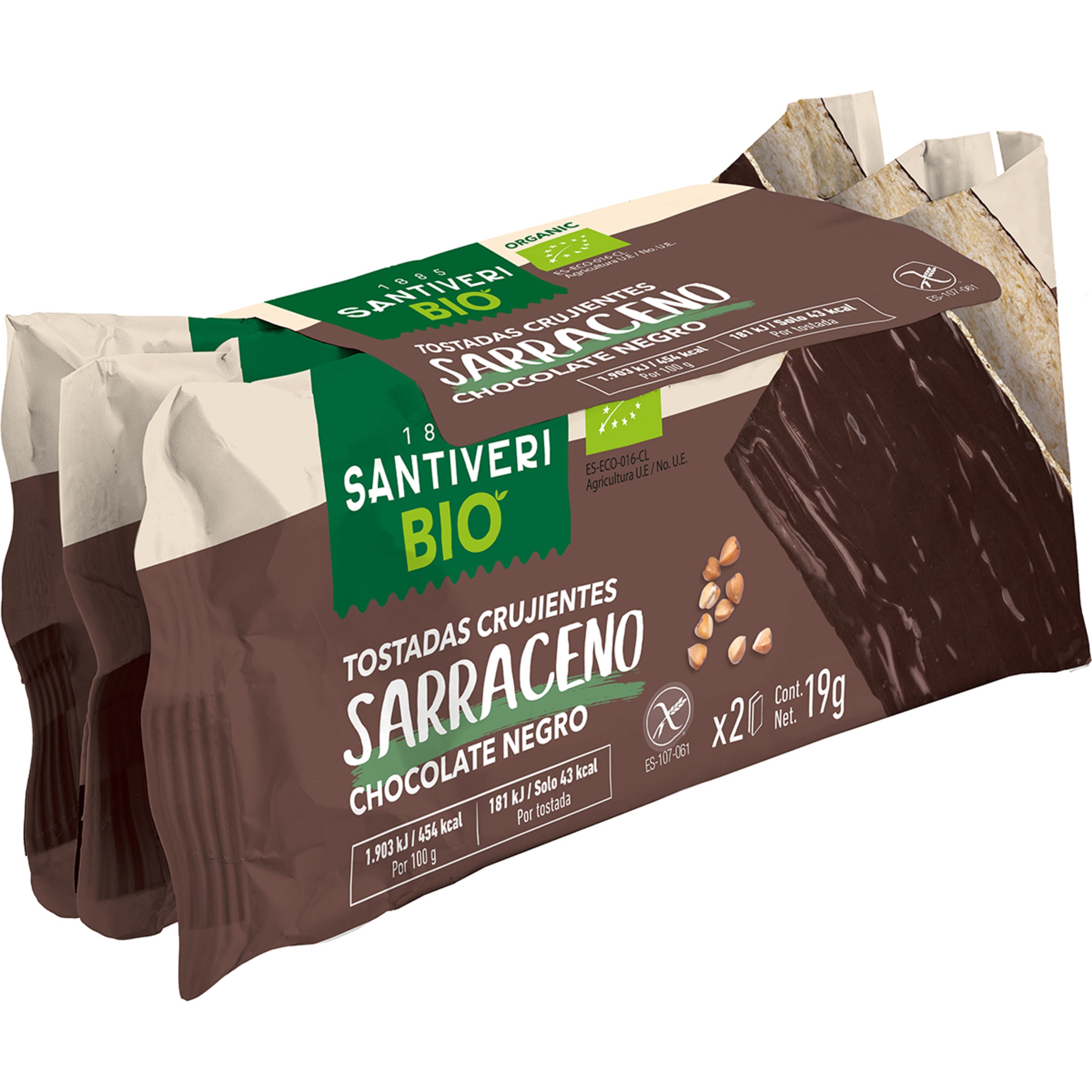 Bio Organic tostadas crujientes de trigo sarraceno y con chocolate ...