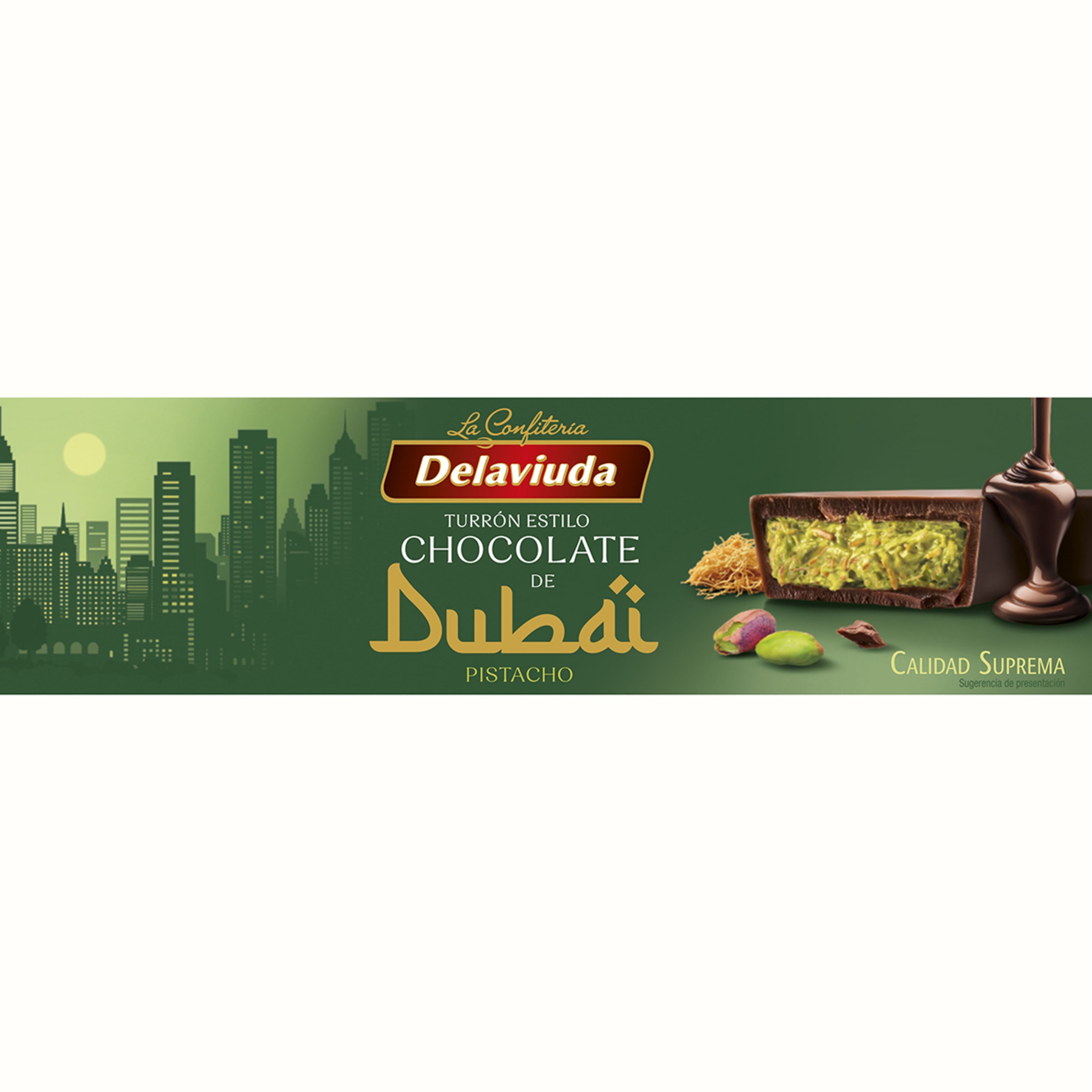 Turrón estilo chocolate de Dubai con pistacho Calidad Suprema estuche ...