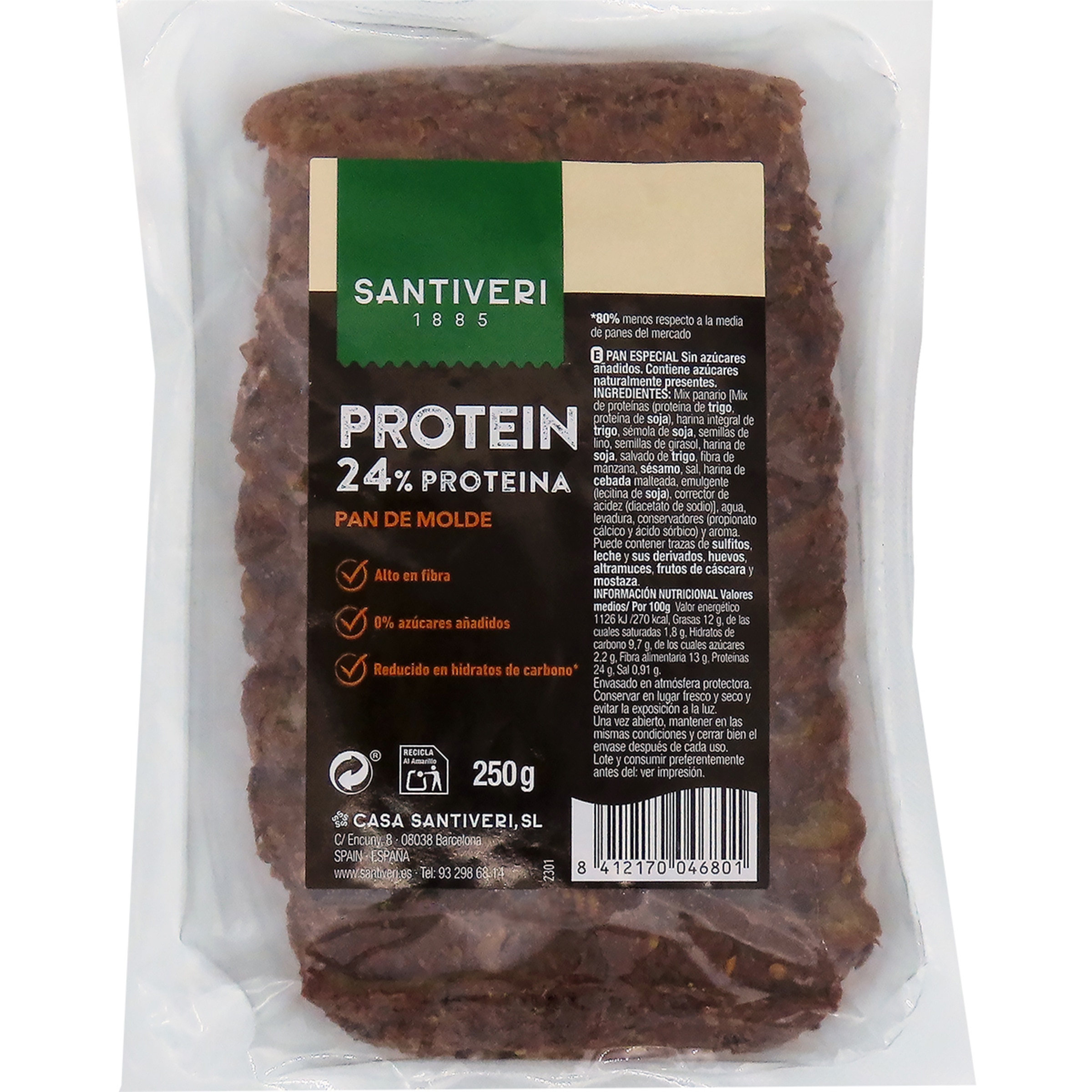 Protein pan de molde proteico unidad 250 g 0% azúcares añadidos ...