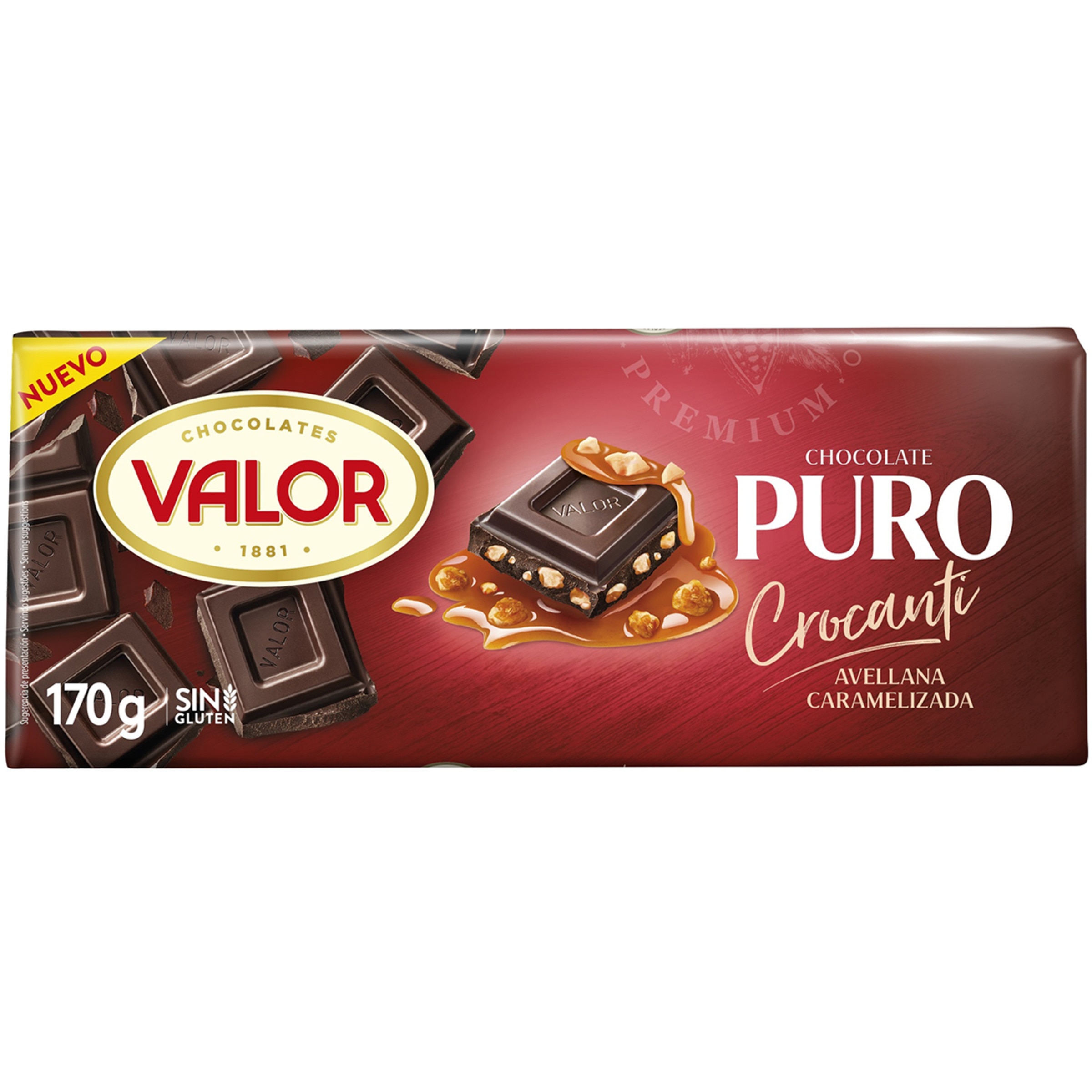 chocolate puro crocanti con avellanas caramelizadas tableta 170 g ...