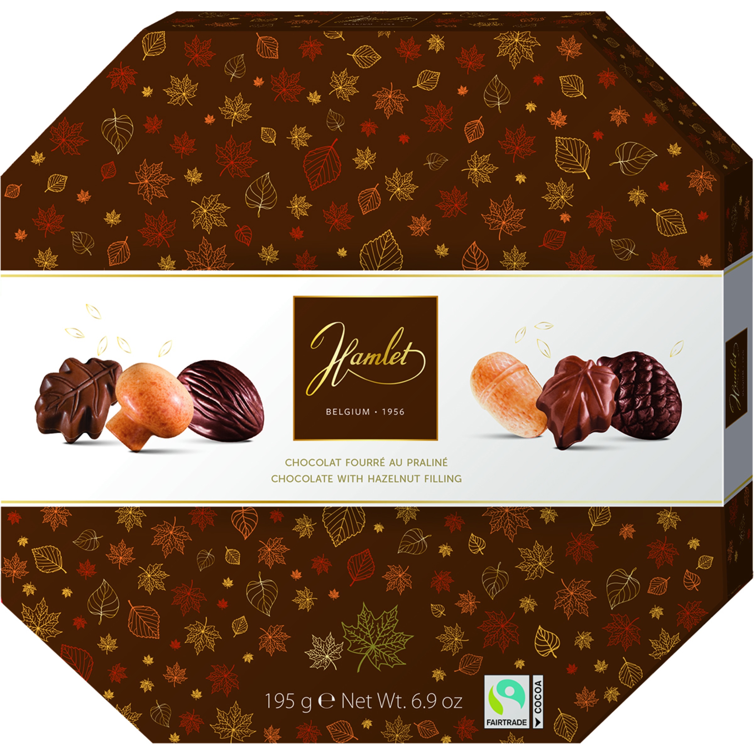 pralinés surtidos de chocolate y rellenos de avellanas con forma de ...