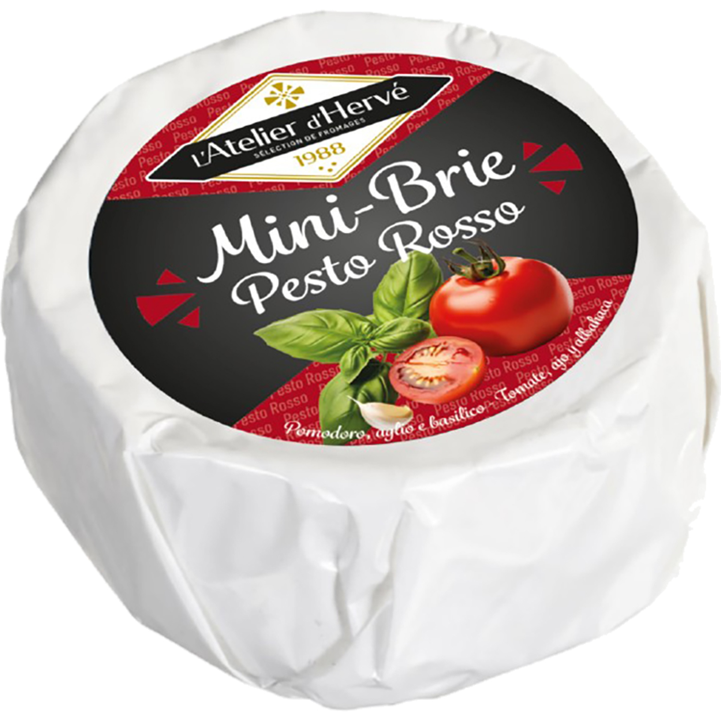 queso francés mini brie pesto rosso pieza 135 g · ATELIER HERVE ...